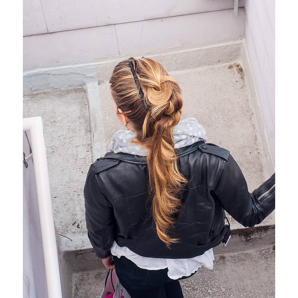 HairZing Stretchy Banana Hair Clip - Sturdy Hold, No Damage, Creases or Pain (Satin Cord) (Black, Large)