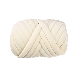Velvet Chunky Yarn Bulky Giant Arm Knitting Yarn, Super Soft Tubular Weight Jumbo Y arn,DIY Crochet Hand Knitting Thick Yar n for Blanket,Pet Bed, Rugs Pillow,Handbag(2.2lb-White)