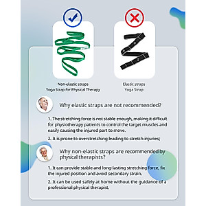 Trideer Stretching Strap Yoga Strap for Physical Therapy, 10 Loops Yoga Straps for Stretching, Non-Elastic Stretch Strap for Pilates, Exercise, Stretch Band for Women & Men with Exercise Book