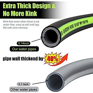 SYEENIFY Kink Free Garden Hose 25ft 5/8", Heavy Duty Hybrid Water Hose, Ultra Durable Flexible Rubber Hose with Sprayer Nozzle,Leakproof Yard Outdoor Hose with Brass Solid Connector