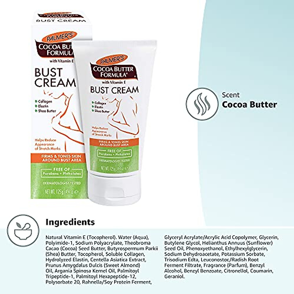 Palmer's Cocoa Butter Formula Bust Cream for Pregnancy Skin Care with Vitamin E, 4.4 oz. (Pack of 3)