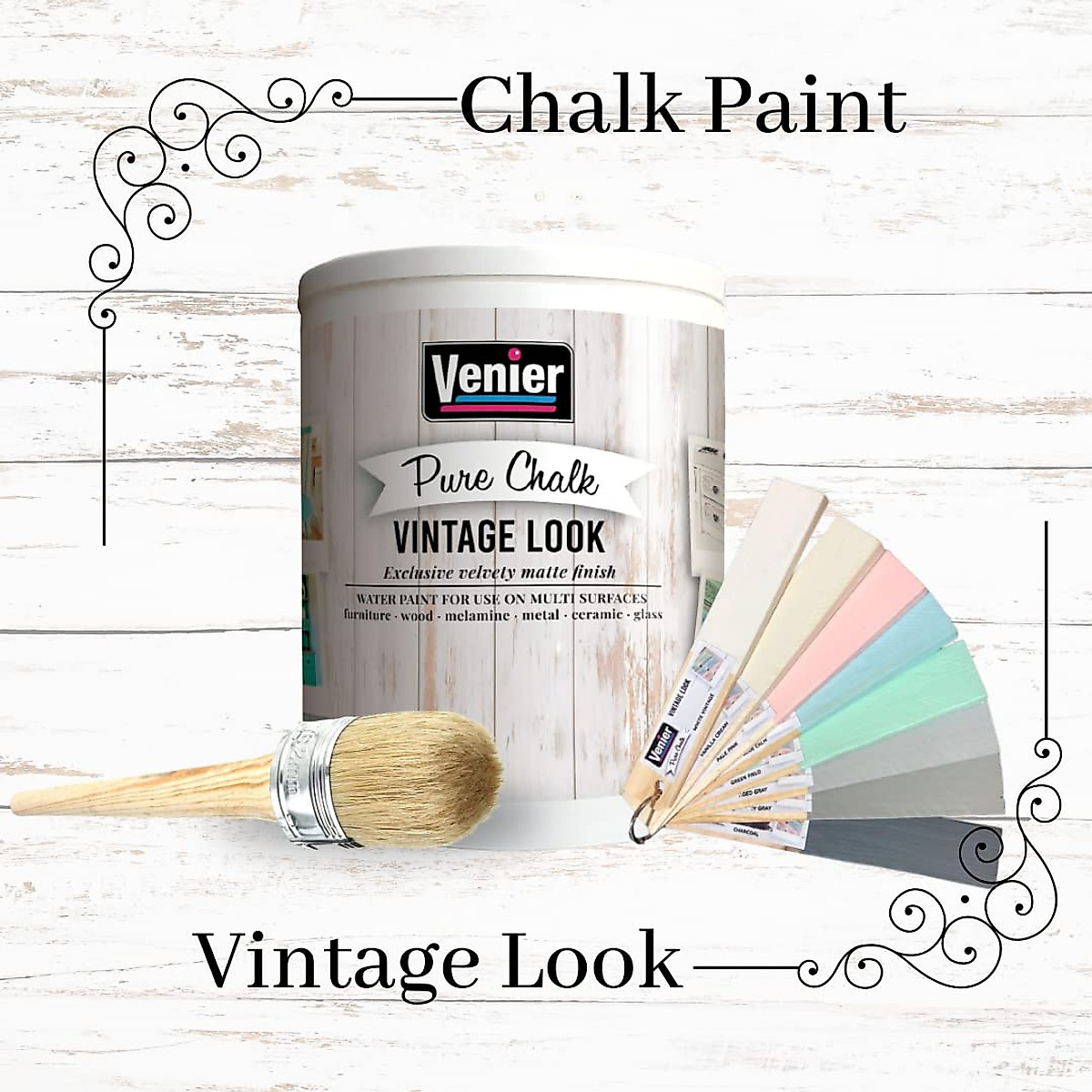 Chalk Pure Paint - for Furniture, Crafts, Home Decor - All-in-One – DIY – Eco-Friendly (Vintage [White]), (33.81 oz)