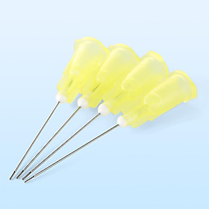 JMU 100pcs Dental Irrigation Needle Tips, 27G Blunt Dispensing Needle Tips Endodontic Irrigarion Needles, Luer Lock Design, Yellow