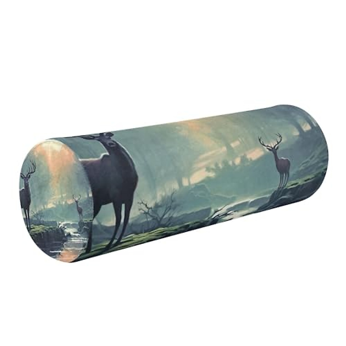 xigua Deers Neck Roll Pillow for Neck Relief with Removable Washable Cover - Memory Foam Round Cylinder Bolster, Ergonomically Designed for Head, Neck, Back, and Legs