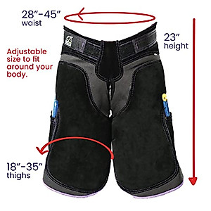 Equine Care Women's Farrier Apron with 4 Knife Pockets, 2 Nail Magnets, and Back Support - Cowhide Suede Leather and Canvas Chaps, 23 Inches-59CM