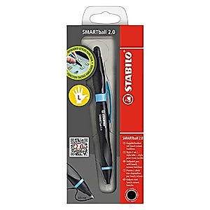 Stabilo Smartball Left Hand Pointball Pen Black Ink Cyan , Multicolored