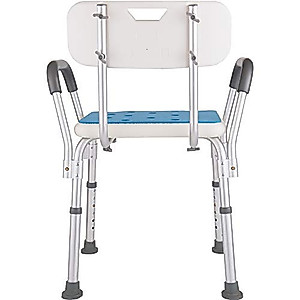 HappyNites Shower Chair with Rails - Shower Seat with Arms for Seniors with Tote Bag and Handles, Tall Shower Chair for Elderly, Handicap Tub Shower Seats for Adults (White Chair with Rail)