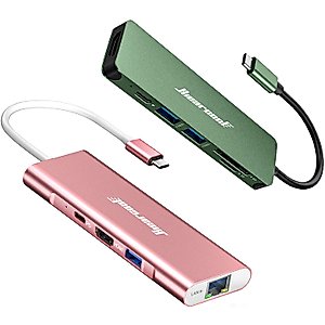 Hiearcool USB C Adapter, USB C Hub for MacBook Pro, 7 in 1 USB C to HDMI Multi-port Adapter, USB C 4K 60Hz HDMI Adapter,8 IN1 Multi-port Type C Adapter 1Gbps 100W PD USB C Dock USB3.0 TF/SD Dongle