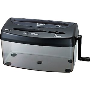 Nakabayashi Co.,Ltd 3 Ways Manual Shredder for Paper&Card&CD/DVD,One Piece of Letter Size/A4 Size,Capacity of 3.3L(Black)