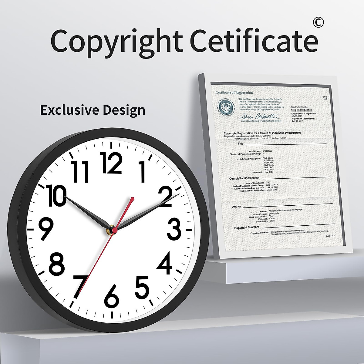 AKCISOT Wall Clock 10 Inch Silent Non-Ticking Modern Wall Clocks Battery Operated - Analog Small Classic Clock for Office, Home, Bathroom, Kitchen, Bedroom, School, Living Room(Black)