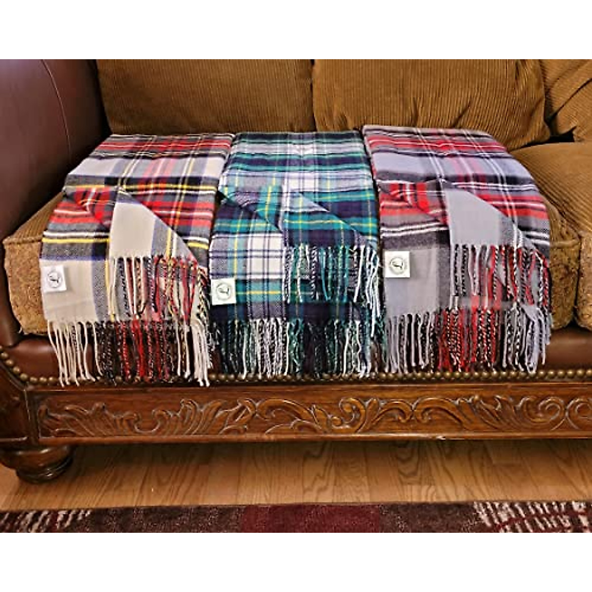CHEF L HOME & KITCHEN Plaid Throw Blanket: Lightweight Throw Blanket- Lap Blanket - Throw Blanket with Tassels - 60" x 50" All-Season Blanket - Multipurpose Blanket - Gift Ready (Red/Ivory Plaid)