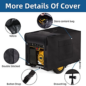 JESTOP Generator Cover Waterproof 32“L×24”W×24"H, Heavy Duty Snow/UV/Wind Proof 600D Oxford Universal Outdoor Protector Cover While Running, for Most Portable Generators Covers 5000-10000 Watt, Black
