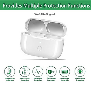 Wireless Charging Case Replacement for AirPods Pro, Wired Charger Case Only Compatible with AirPods Pro 1st & 2nd Gen, 660 mAh Built-in Battery, Support Pairing & Sync Button(Earbuds Not Included)