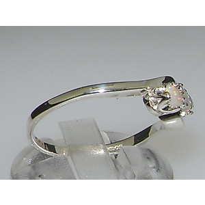 925 Sterling Silver Real Genuine Opal Womens Anniversary Ring - Size 8