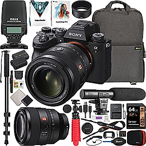 Sony Alpha 1 Full Frame Mirrorless Camera Body + 50mm F1.2 GM G Master FE Lens SEL50F12GM ILCE-1/B Bundle with Meike MK320 TTL Flash Speedlite + Deco Gear Backpack + Microphone and Accessories Kit