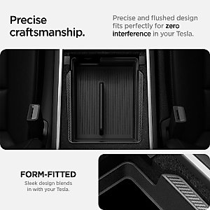 Spigen Armrest Console Organizer (Carbon Edition) Designed for Tesla Model 3/Y 2024/2023/2022 [Not Compatible with Model 3 2024 Refresh]