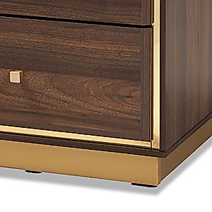 Baxton Studio Cormac Nightstands, Walnut Brown/Gold