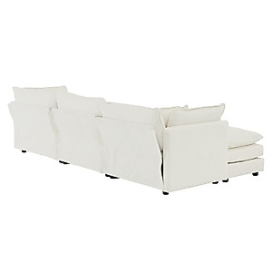 Neylory Oversized Modular Sectional Chenille Fabric Sofa Set,Extra Deep Seat Cloud Couch, Modular Sectional Couch,115 inch Width,3 Seat Modular Sofa Beige