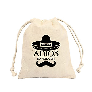 Set of 10 Adios Hangover Bags bachelorette party decorations Cabo survival Kit, amenity Kit Cotton Drawstring Wedding Welcome Favor kits ,Bachelorette ,Party, Drawstring Decors, Off White, 5x7''
