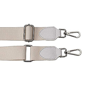 Allzedream Purse Straps Replacement Crossbody Bags Handbag Wide Canvas Leather Adjustable (Apricot, Silver hardware)