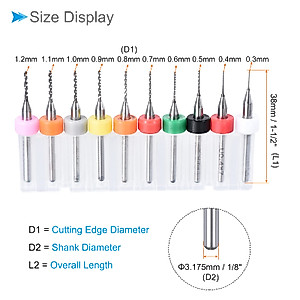 CoCud Micro PCB Drill Bits, 1/8" Shank 0.3mm-1.2mm Cutting Edge, Print Circuit Board Drill Bit - (Applications: for CNC Drilling Engraving Machine), 2-Set (20-Pieces)