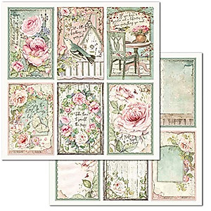 STAMPERIA INTERNATIONAL, KFT PAPER PAD 8X8 10PK HOUSE ROSE, 20.3 x 20.3 (8" x 8"), Multicoloured
