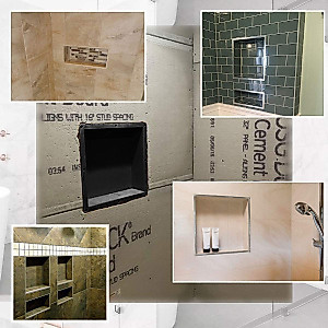 Zigzag Easy Installation Waterproof Double Recessed Shower Shelves Niche, ABS Plastics Bathroom Shower Niche 16 × 24 Inches for Shampoo, Soap and Foot Rest