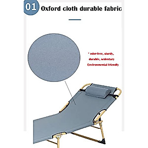 YourGrace Outdoor Folding Chaise Lounge Chair, Lightweight Camping Reclining Chair with Pillow, Cot, Adjustable Sunbathing Recliner for Patio, Beach, Deck, Tanning, L67.72 W21.65 H10.63