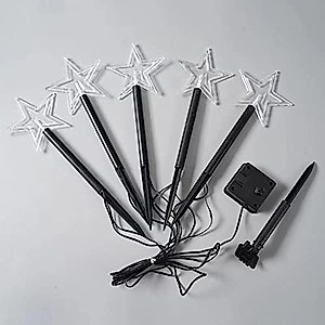 Rehenbsem Solar Christmas Lights Outdoor,5PCS Energy Saving Waterproof Solar Powered Stake Lights,2-Lighting Modes Christmas Decorations Garden Stake for Pathway, Lawn, Yard Decor (Star)