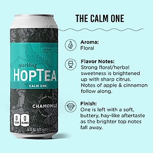HOPLARK Sparkling HopTea - The Calm One (12pk - 16oz Cans)- Craft Brewed NA Beer Alternative - Gluten-Free, Non GMO, Zero Calories, Sugar-Free, Caffeine-Free, Unsweetened, Sparkling Tea + Water + Hop