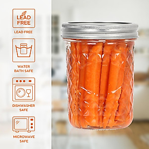 Jaisie.W Mason Jars 8 oz with Lids&Bands 12Pack, Small Canning Jars 8 oz - 8 oz Glass Jars with Lids for Oats/Jelly/Jams/Crafts/Candles