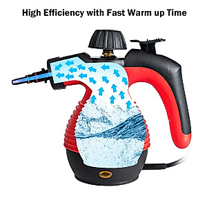 Goplus Handheld Pressurized Steam Cleaner with 9 Piece Accessories, Multipurpose Steamer w/Safety Lock for Carpet Curtain Car Seat, 1050W Portable Upholstery Steamer for Home Kitchen Bathroom(Red)