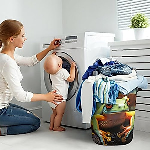 Laundry Hamper Lovely Tree Frogs Freestanding Laundry Basket Thickened Waterproof Collapsible Clothes Hamper Storage for Clothes Toys Dorm And Family