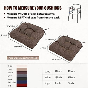 RACE LEAF 19" x 19" Patio Chair Seat Pads Brown - Outdoor/Indoor Patio Cushions Set of 2 - Replacement Cushions for Chairs and Seating - Olefin Seat Pads for Porch, Deck, and Garden Seats