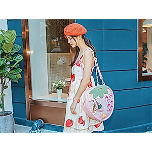 WILDFINDINGIta Bag Strawberry Fruit Shoulder Bag Satchel Backpack Casual Daypack-Kawaii DIY Cosplay Strawberry Daypack (Pink)