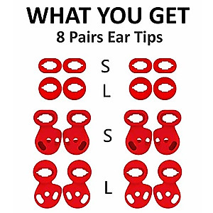 [ 8 Pairs ] Galaxy Buds Live Ear Tips Wing Tips, Non-Slip Anti-Slip Sound Leakproof Silicone Earbuds Replacement Cover Accessories Compatible with Samsung Galaxy Buds Live Red S/L