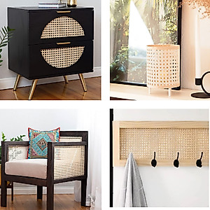 CLAYNIX 14" Width Cane Webbing, Natural Rattan Webbing for Caning Projects - Rattan Cane Webbing Roll - Net Open Weave Wicker Cane Webbing Material for Cabinet, Door (2 Ft Length)