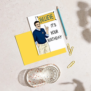 Huxters Ted Lasso Inspired Funny Birthday Card, 350gsm Paper, Matching Recyclable Envelope, Blank Side for Personalization, Eco-Friendly