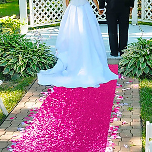 ShinyBeauty Aisle Runners for Weddings -2FTx15FT- Hot Pink Sequin Aisle Runner Fuchsia Glitter Aisle Runner Carpet Aisle Runner for Wedding Ceremony Party Prom Event (2FTx15FT, Hot Pink)