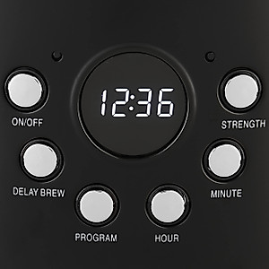 Haden Heritage Innovative 12 Cup Capacity Programmable Vintage Retro Style Home Countertop Coffee Maker Machine with Glass Carafe, Black/Chrome