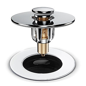 Aigojoy Universal Bathroom Sink Stopper, Anti Clogging Basin Pop Up Sink Drain Strainer for 1.1-1.5 Inch Bullet Core Push Type Basin, Bathroom Lavatory Vanity Vessel Sink Drain