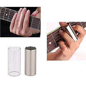 Vivipa 2 Pieces Glass Slide and Stainless Steel Slide for Guitar, Bass, Medium (6 cm)