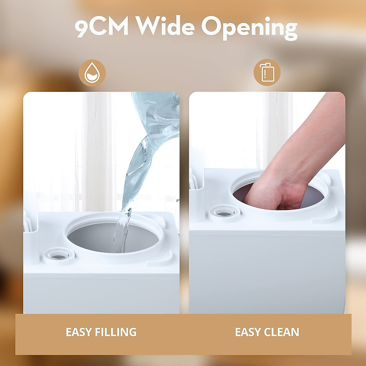 Humidifiers for Large Room, 6L Cool Mist Humidifier, 26dB Quiet Ultrasonic Humidifiers for Bedroom Home Office, 20-60 Hours, 360° Nozzle,Night Light, Auto Shut-Off and Easy to Clean