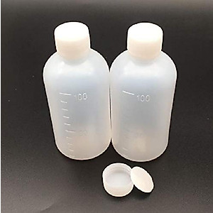 3PCS 100ML 3.4OZ White Empty Plastic Bottles with Screw Cap and Scale Solution Pills Potion Tablet Storage Holder Sealed Jar Refillable Durable Container Pot for Laboratory Household