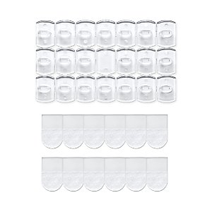 JELLYSUB Indoor Mini Light Clips with Adhesive Strips, 100 Clips+120 Strips, Clear, Damage Free Clips for Christmas/Festival Decoration, Removable Mini Wall Hooks for Hanging, Value Pack