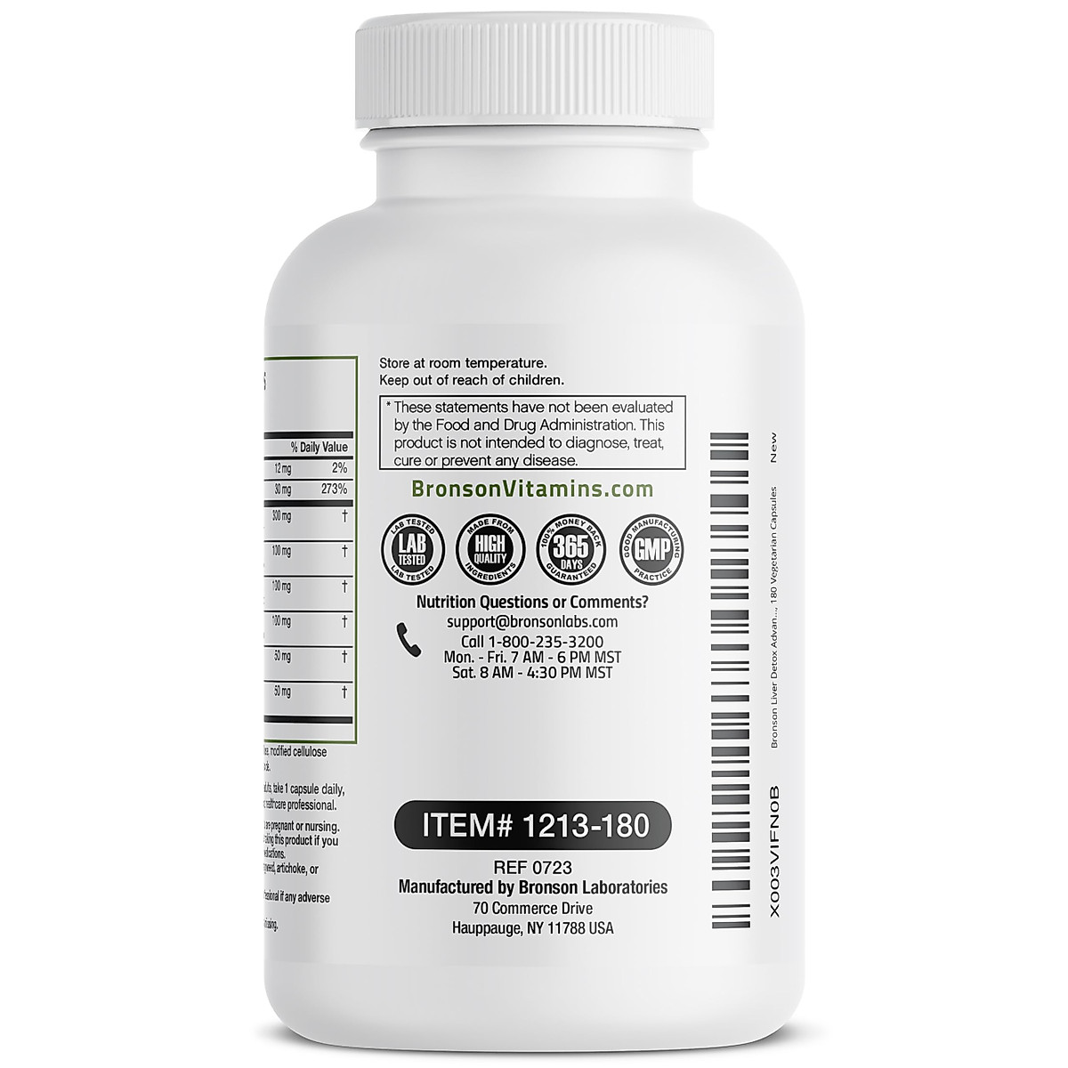 Bronson Liver Detox Advanced Detox & Cleansing Formula Supports Health Liver Function with Milk Thistle, Dandelion Root, Turmeric, Artichoke Leaf & More, Non-GMO, 180 Vegetarian Capsules
