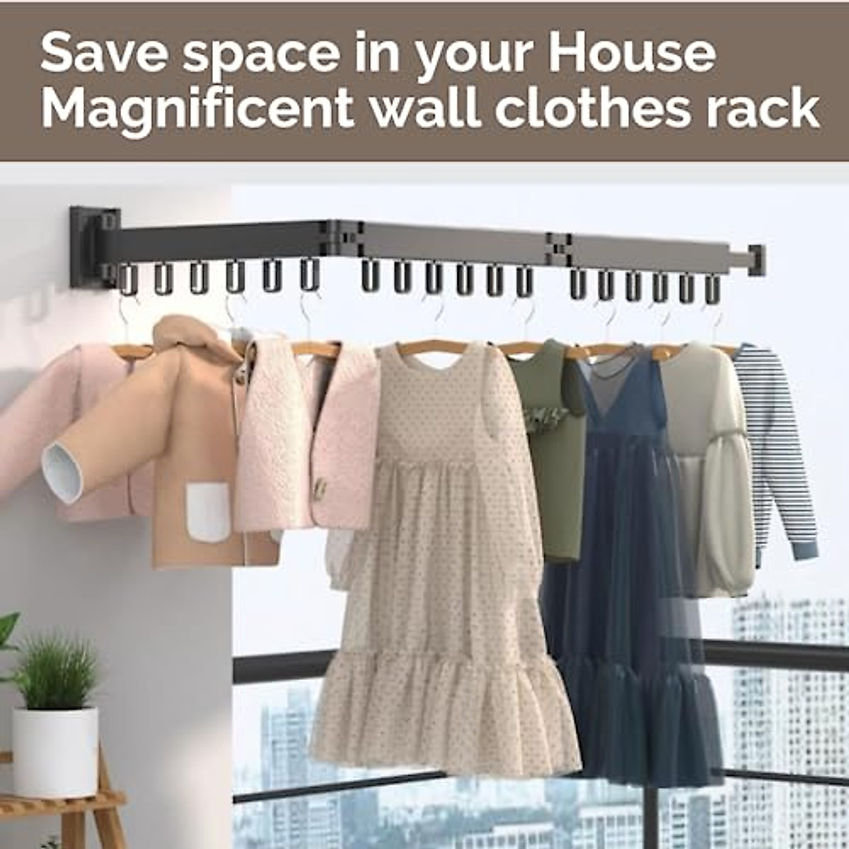 Wall Mounted Clothes Drying Rack,Laundry Rack Wall Mounted,Laundry Room Clothes Hanger,Wall Mount Clothes Drying Rack,Folding Wall Mount Clothes Hanger,Retractable Clothes Drying Rack, Drying Rack