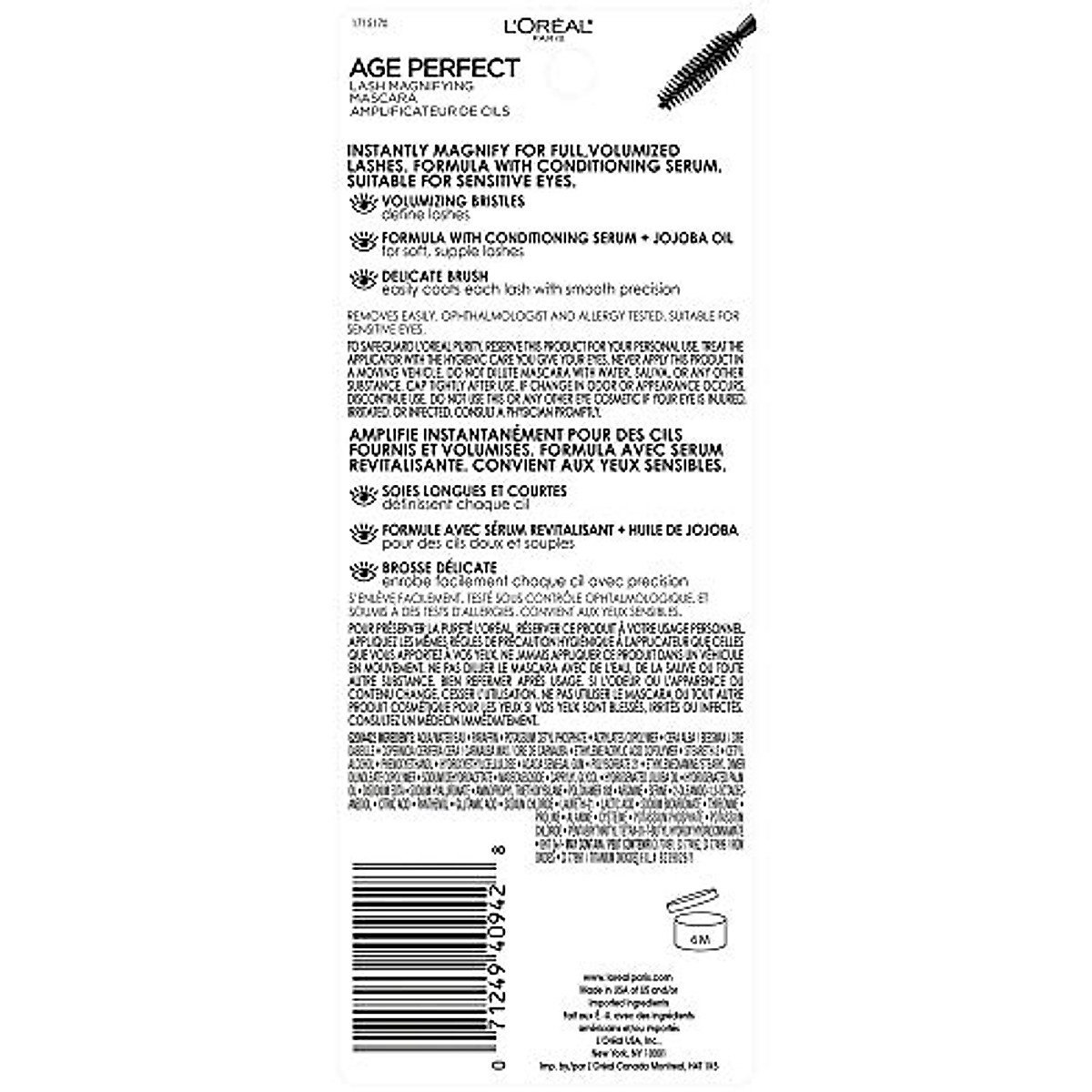 L’Oréal Paris Age Perfect Lash Magnifying Mascara, Brown, 0.28 Ounce