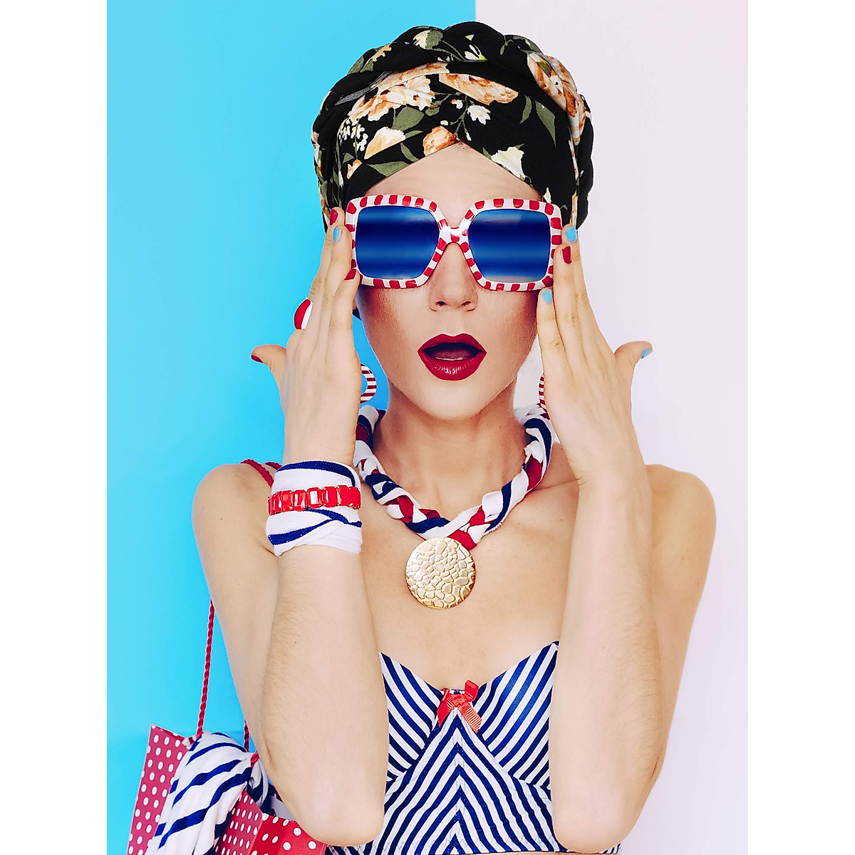 3 Pieces Women Turban Head Wrap Pre-Tied Bonnet Beanie Hat Sleeping Cap Headwrap (Retro Pattern) Multicoloured