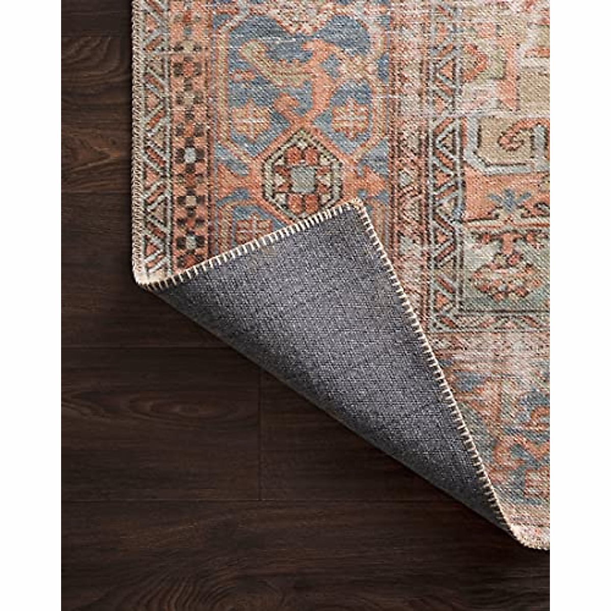 Loloi II Loren Collection LQ-15 Terracotta/Sky, Traditional 5'-0" x 7'-6" Area Rug
